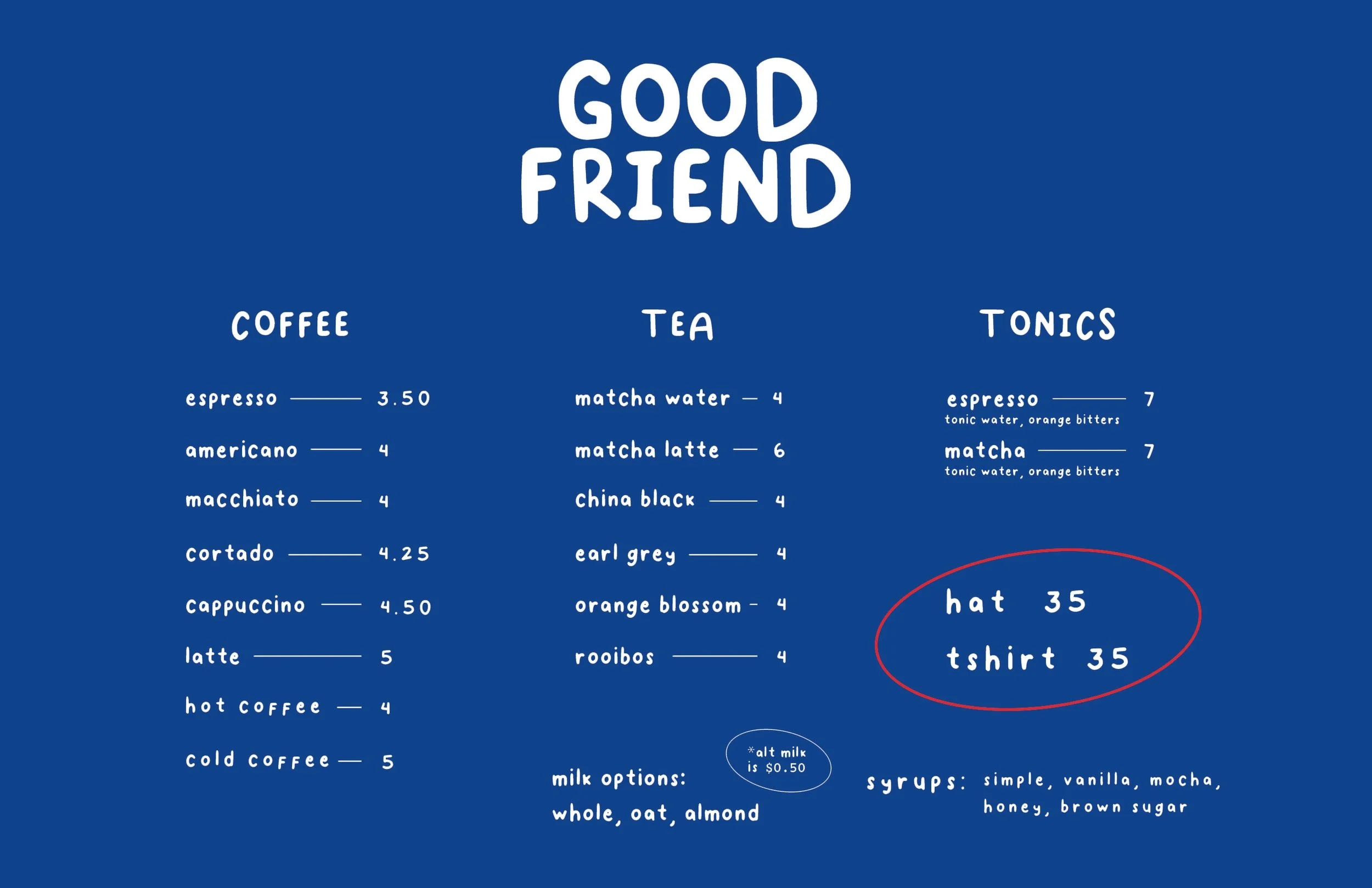 Menu — GOOD FRIEND COFFEE