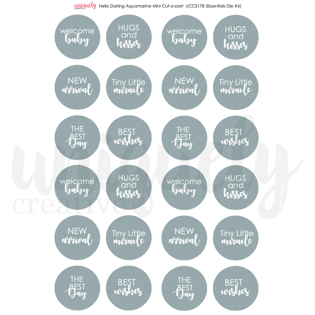 HELLO DARLING AQUAMARINE CUT-A-PART SHEET MINI — Ashcraft & Gifts