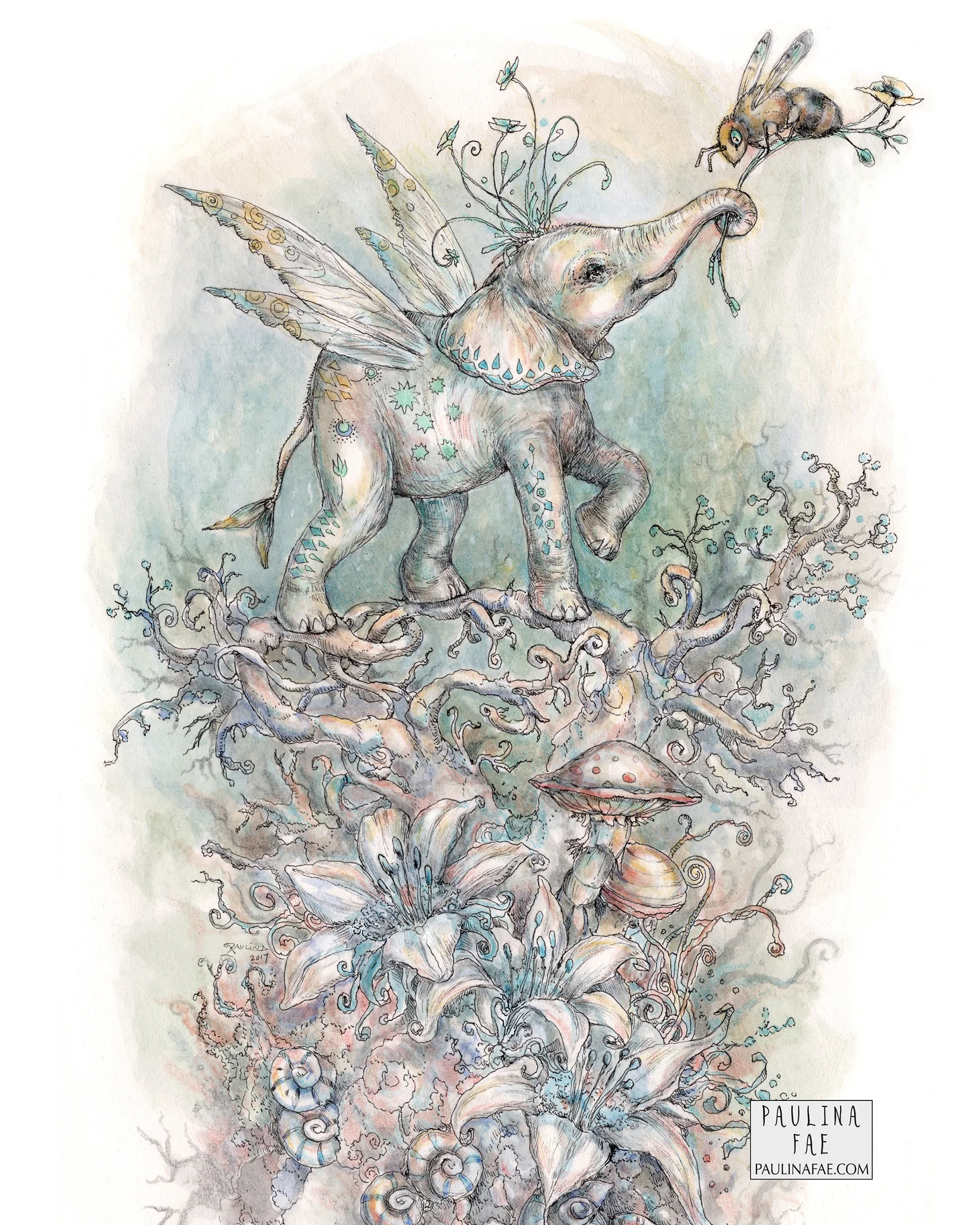 Pixie Elephant and Bee — Paulina Fae