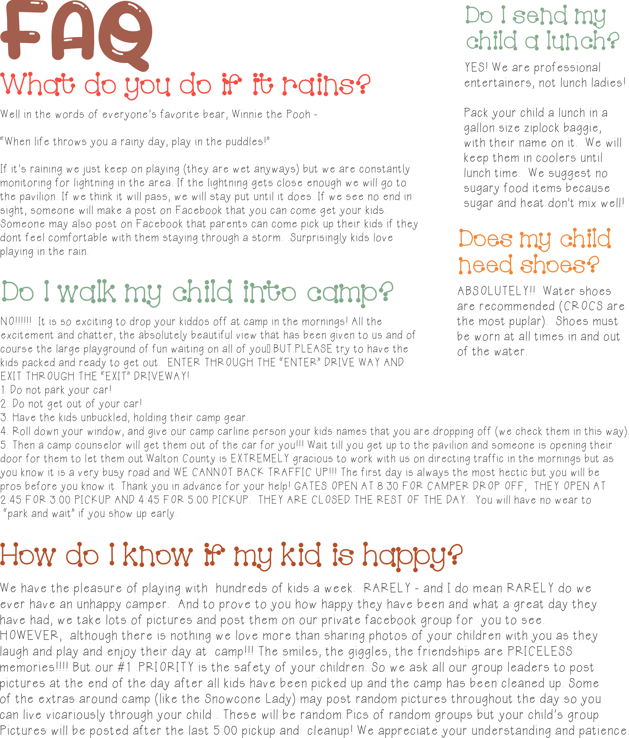 FAQ — COUNTRY KIDS CAMP