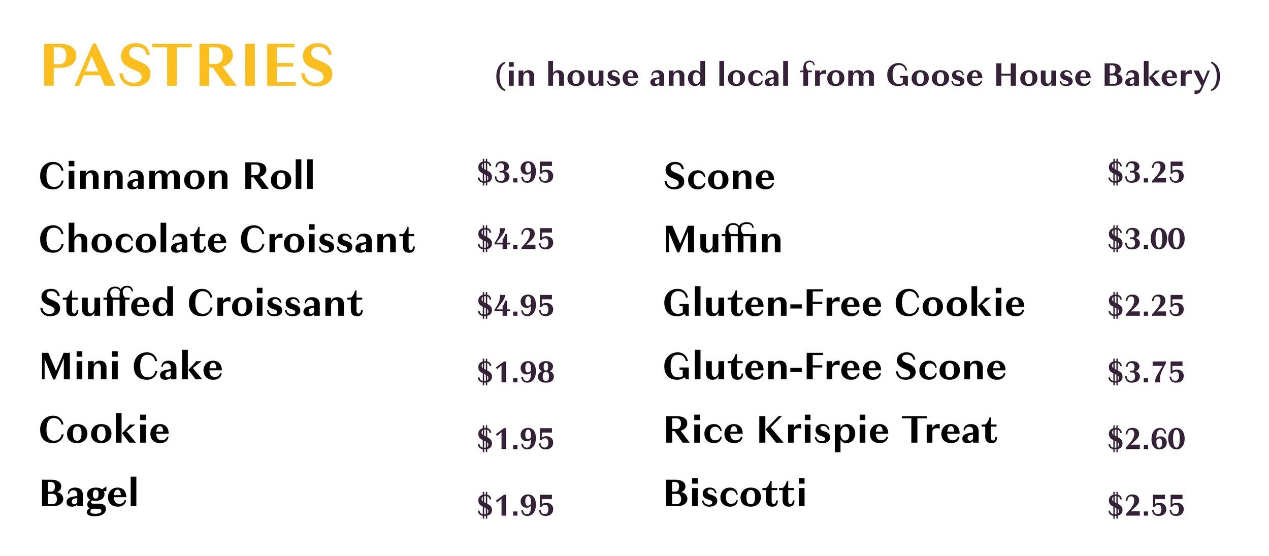 Food Menu — One World Cafe