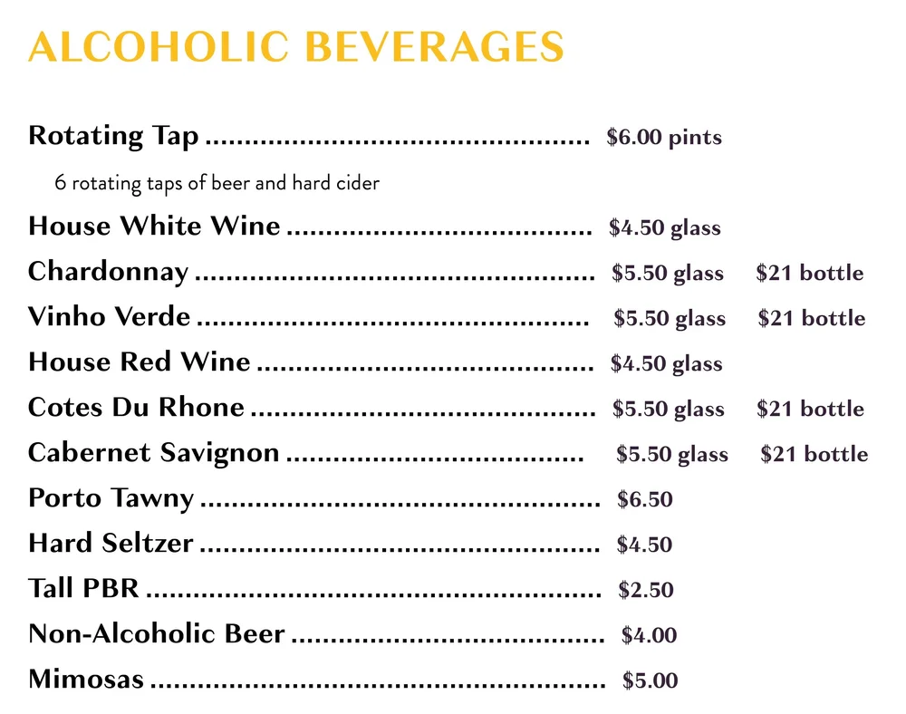 Drink Menu — One World Cafe