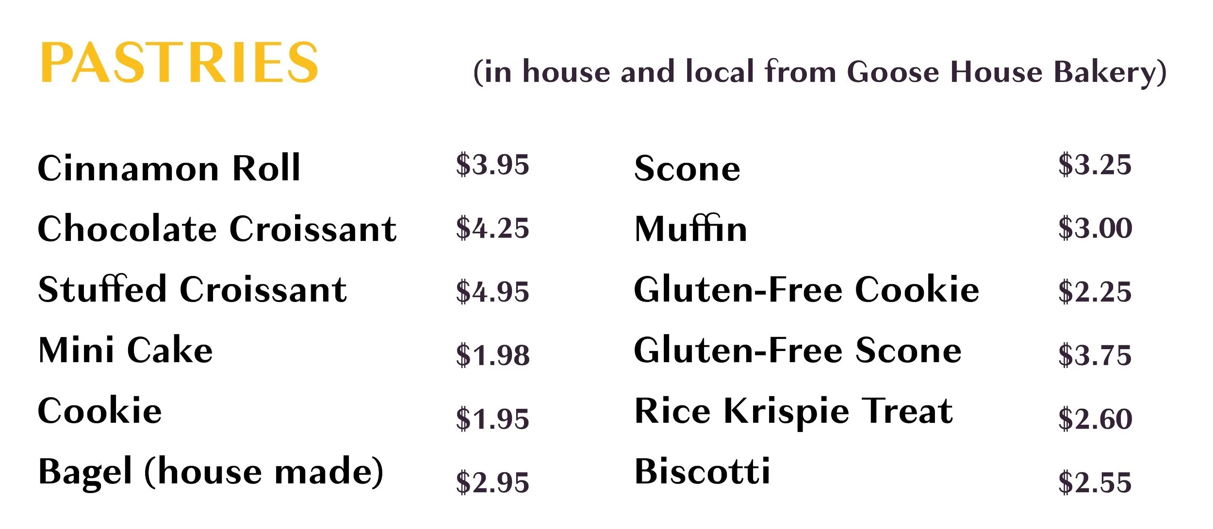 Food Menu — One World Cafe