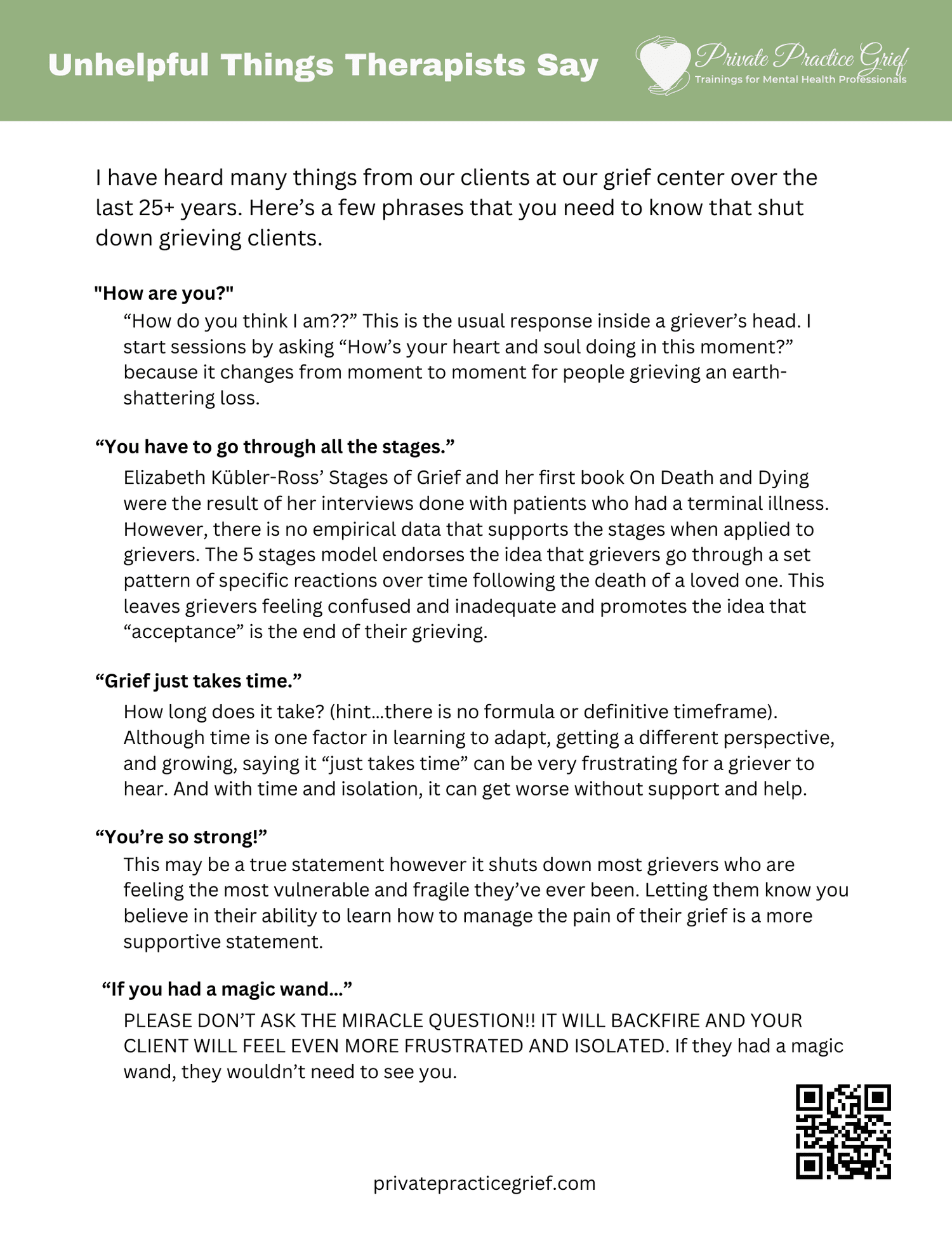 Secrets told to a grief therapist about experiences with well-meaning ...