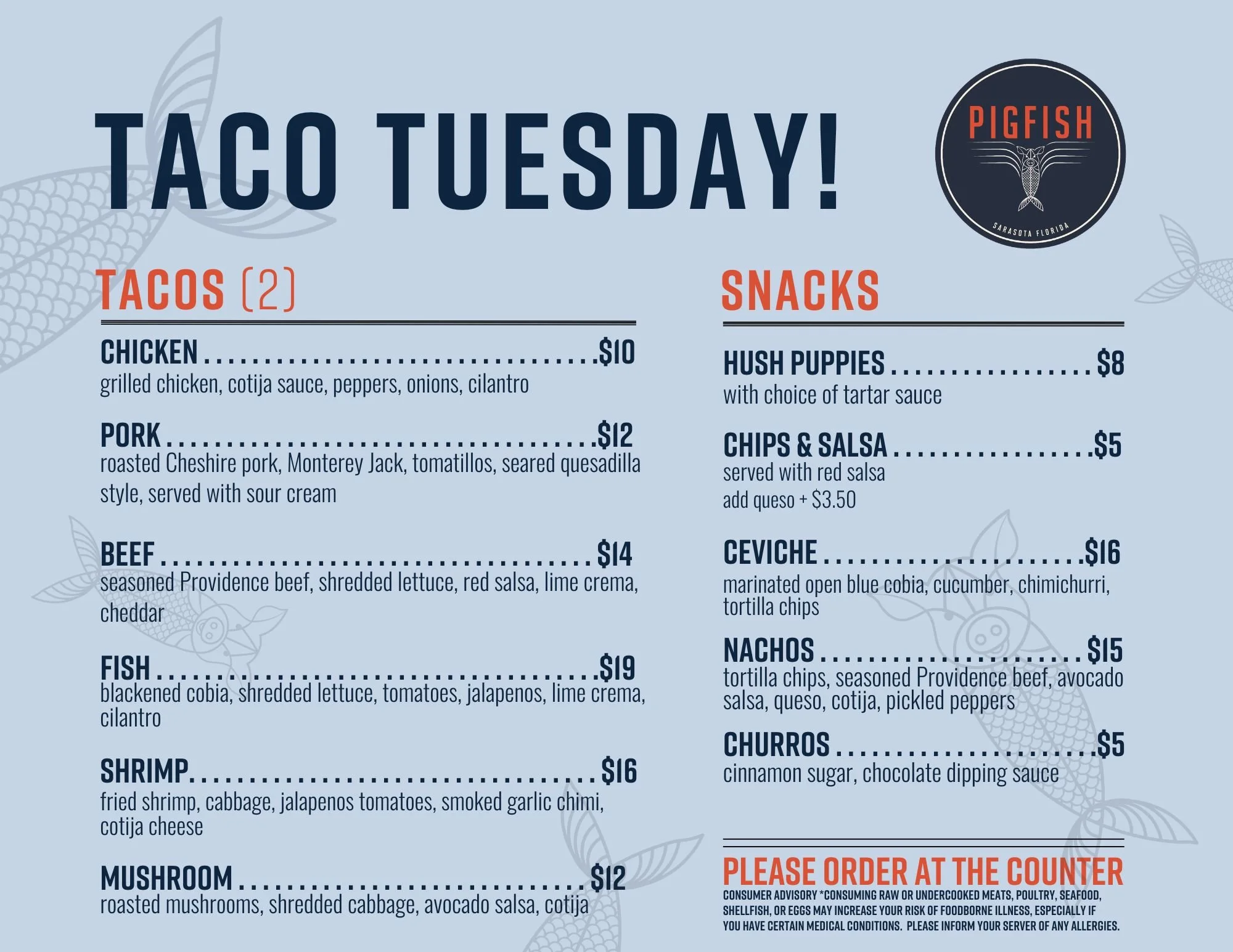 PigFish Menu — PigFish - Not Your Momma's Fish Sandwich.