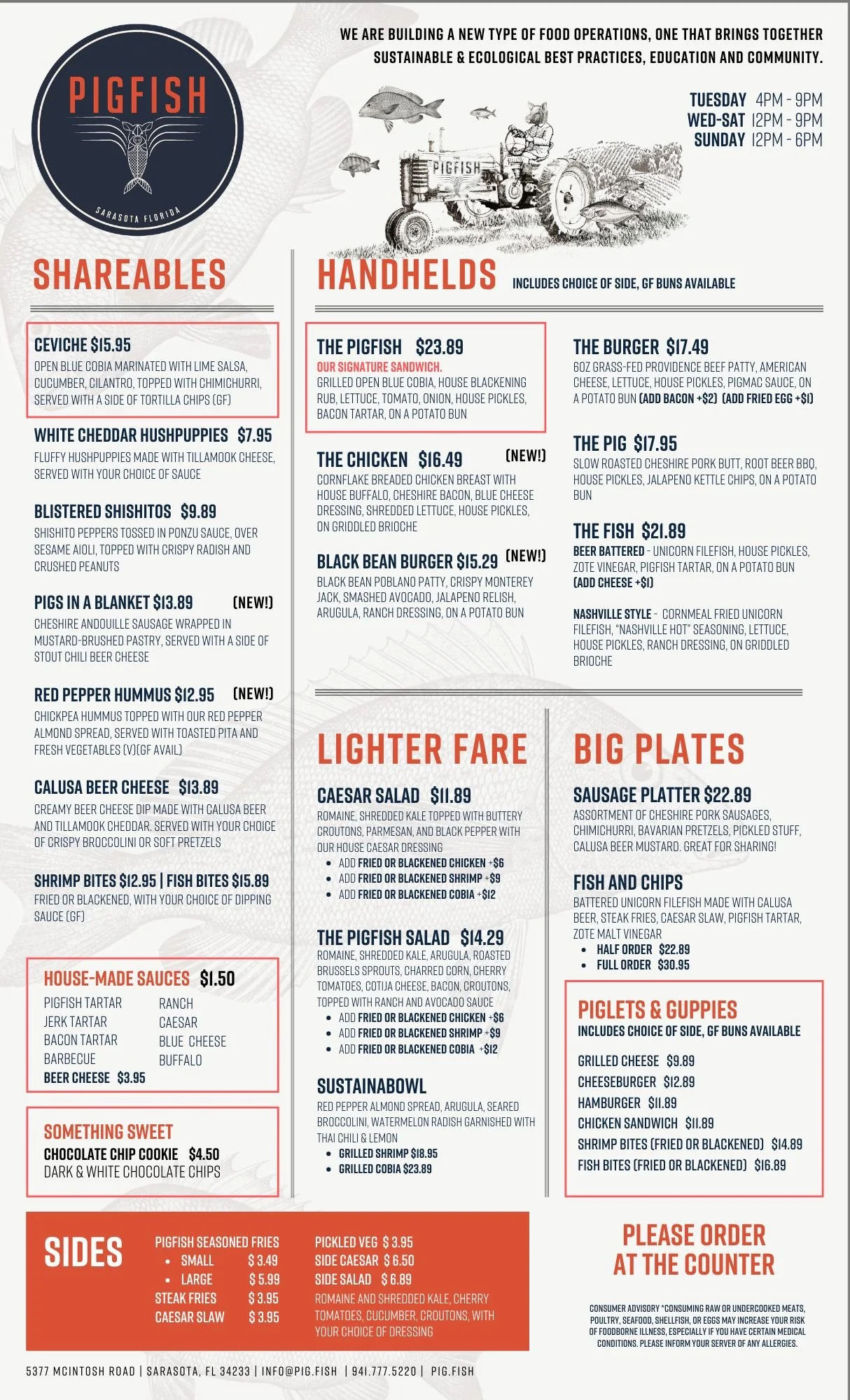 PigFish Menu — PigFish - Not Your Momma's Fish Sandwich.