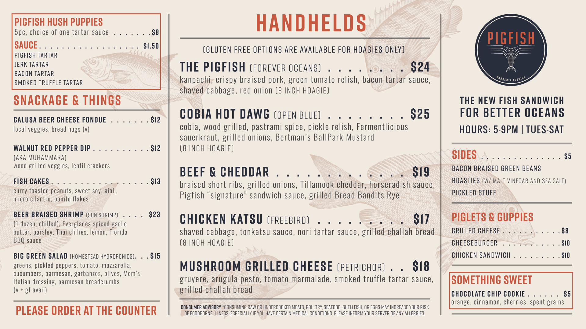 PigFish Menu — PigFish - Not Your Momma's Fish Sandwich.