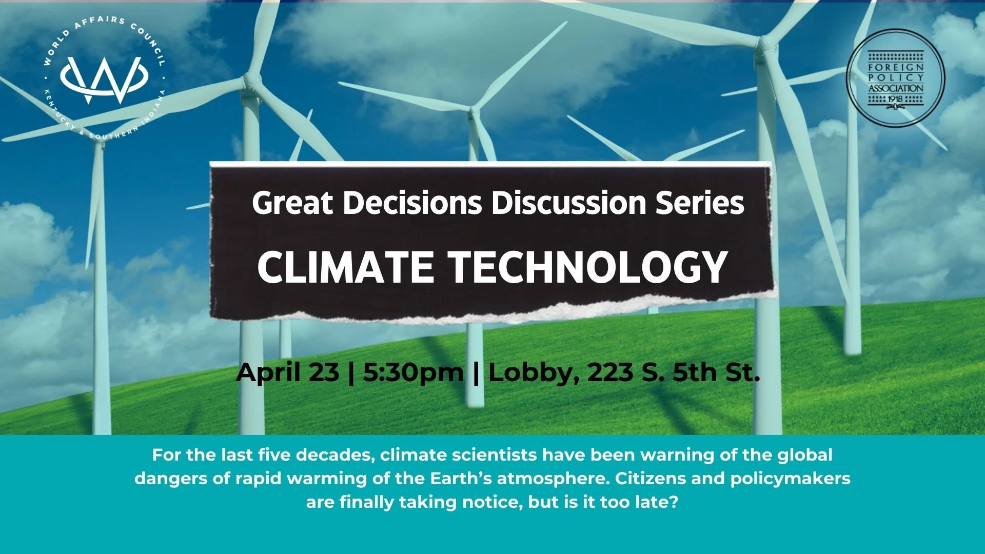 Great Decisions Discussion - Climate Technology — World Affairs Council ...