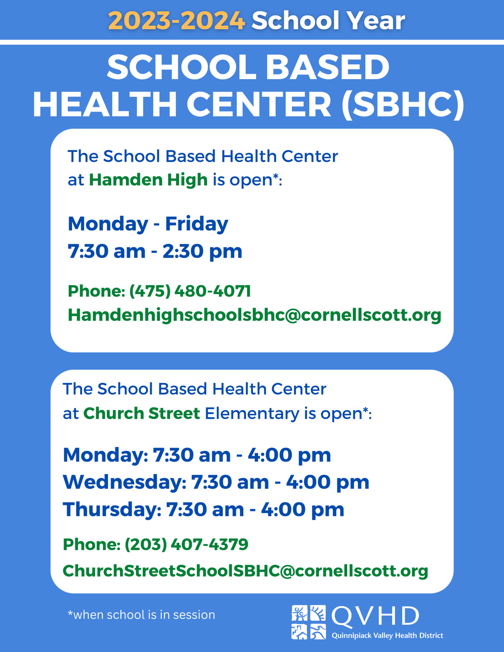 School Based Health Centers — Quinnipiack Valley Health District
