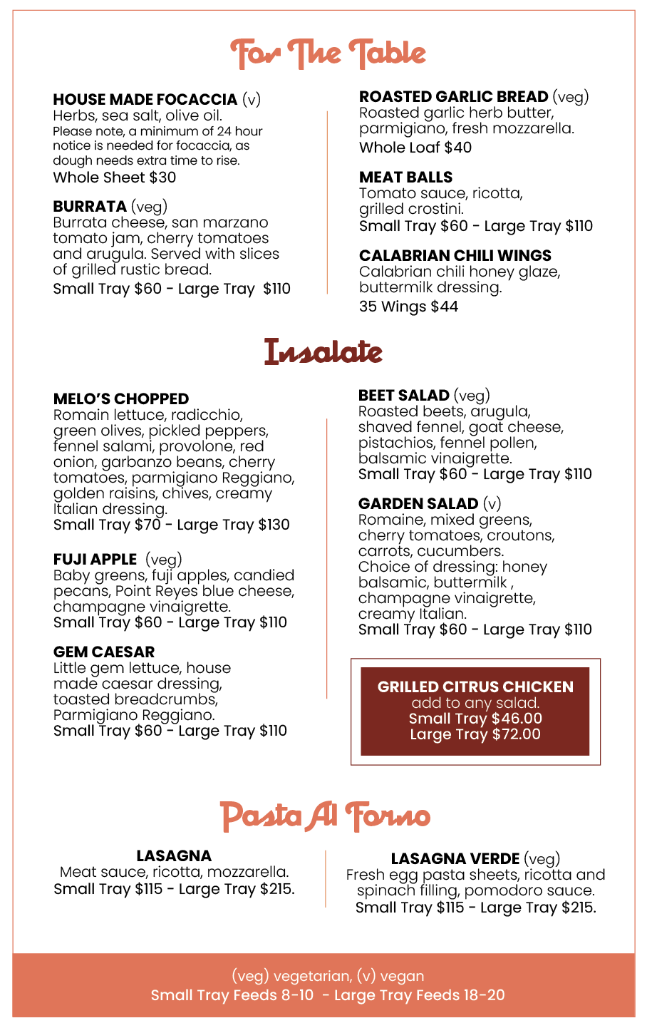 Catering — Melo's Italian Table