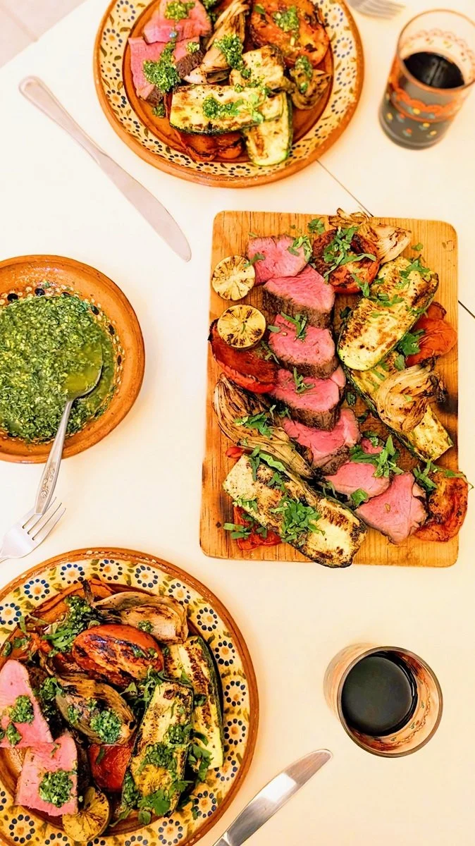 Grilled Lamb Roast and Summer Veggie Platter