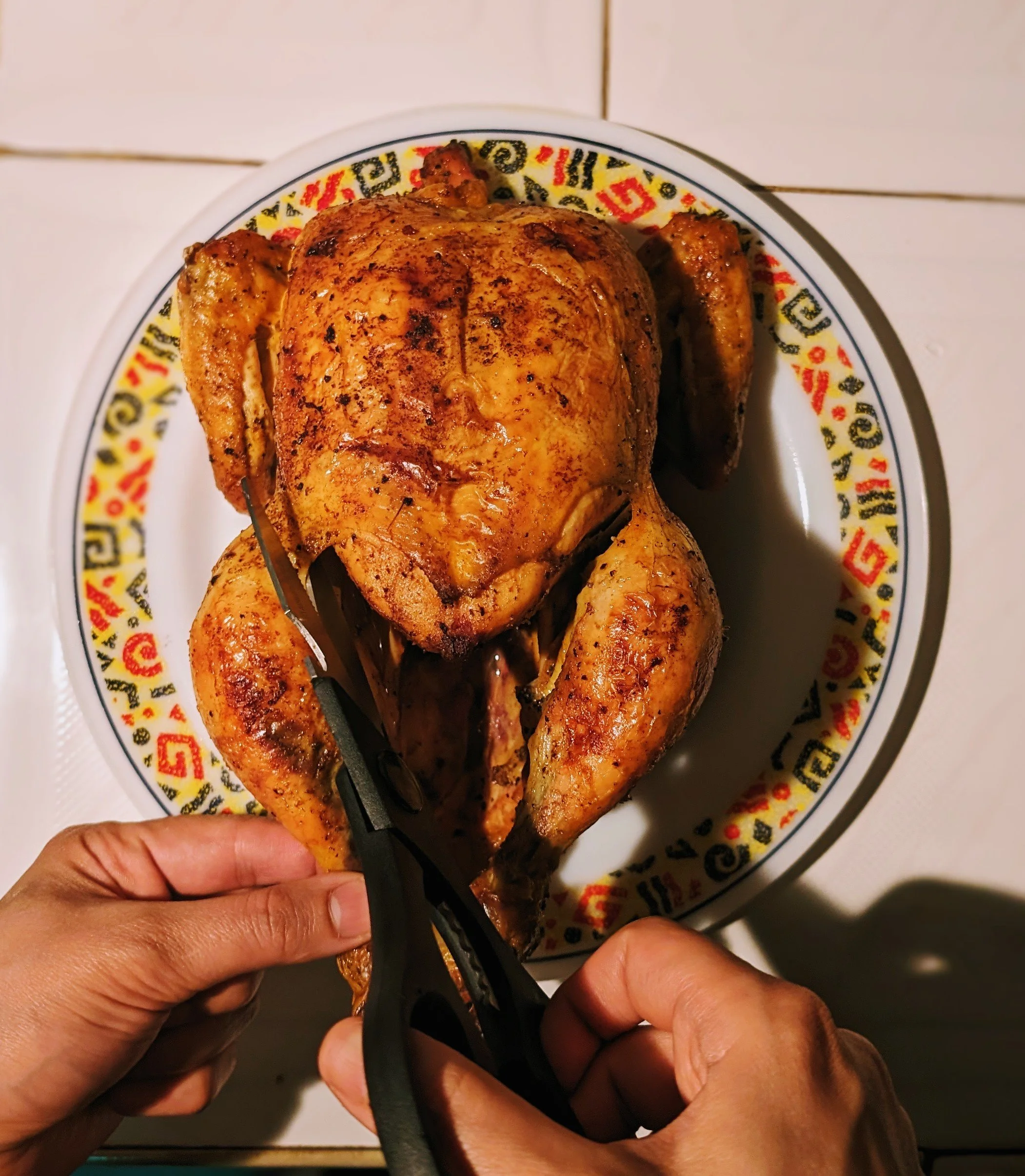How to Easily Carve a Whole Roast Chicken with Scissors — One Creative Cook