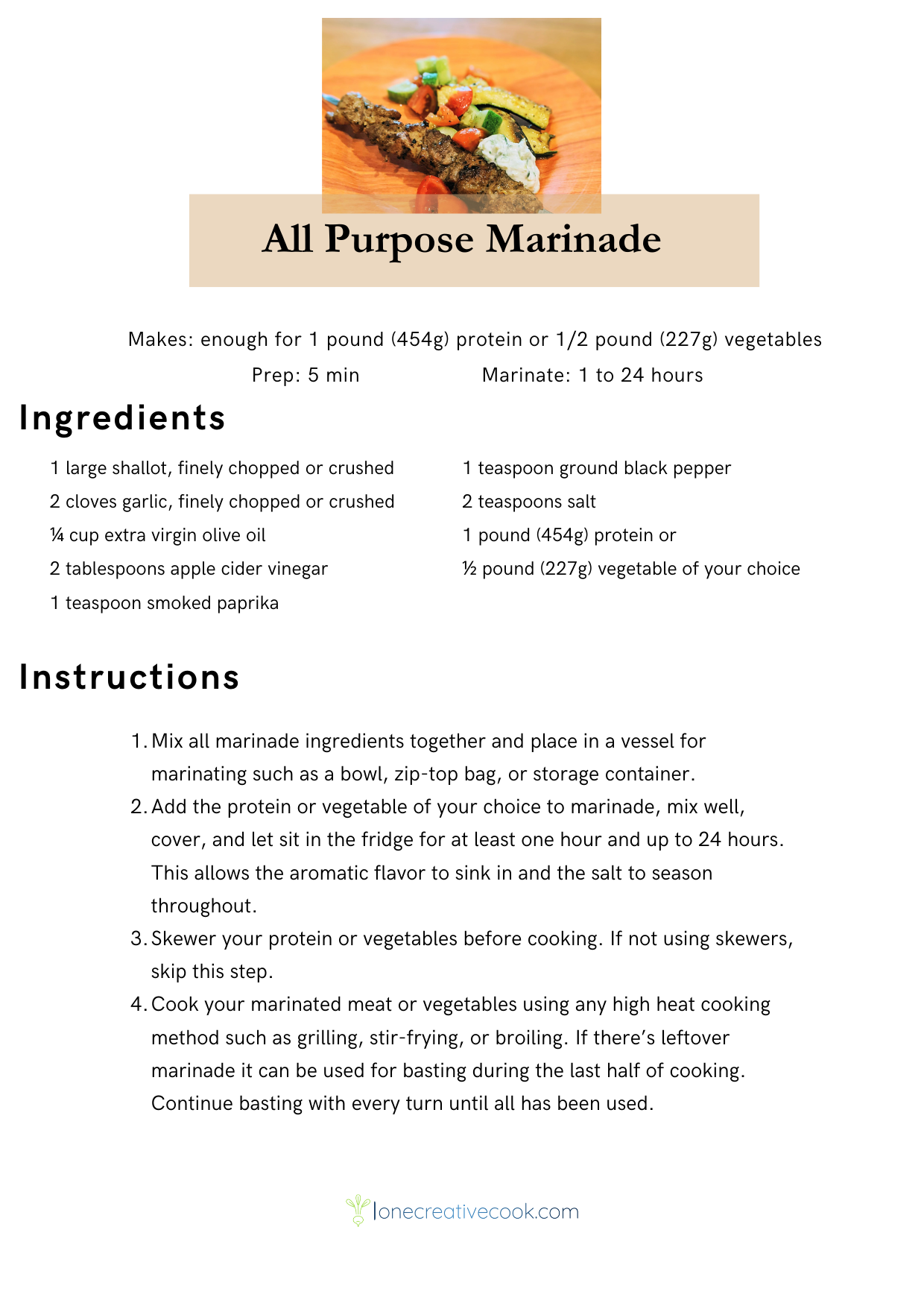 All Purpose Marinade — One Creative Cook