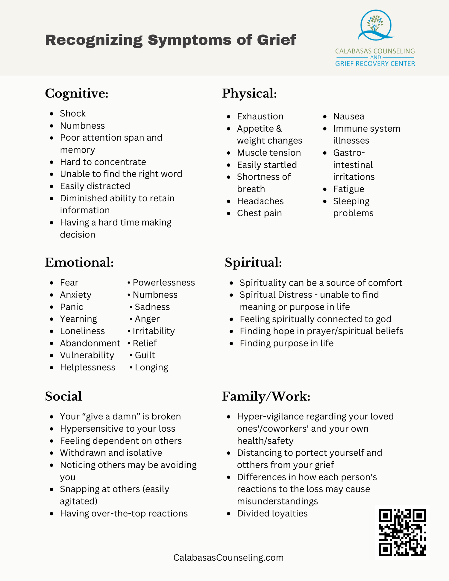 Symptoms and Signs of Grief — Calabasas Counseling and Grief Center