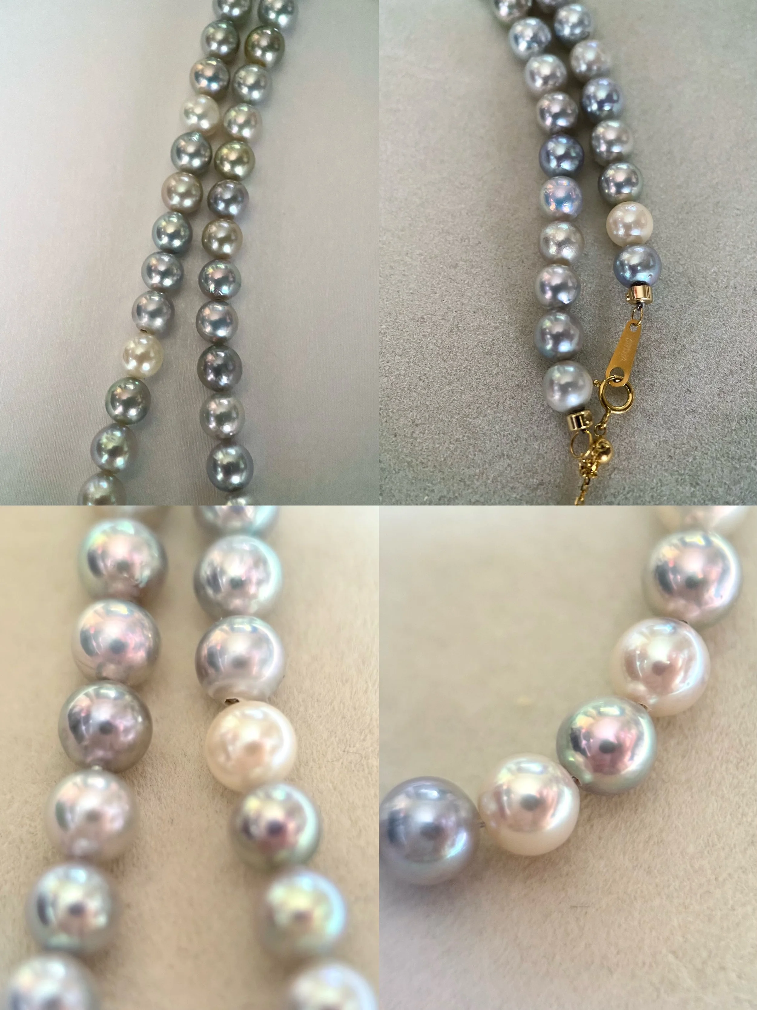 Stunning 6-6.5mm Japanese Silver-Grey Madama Akoya Pearl Necklace, Five ...