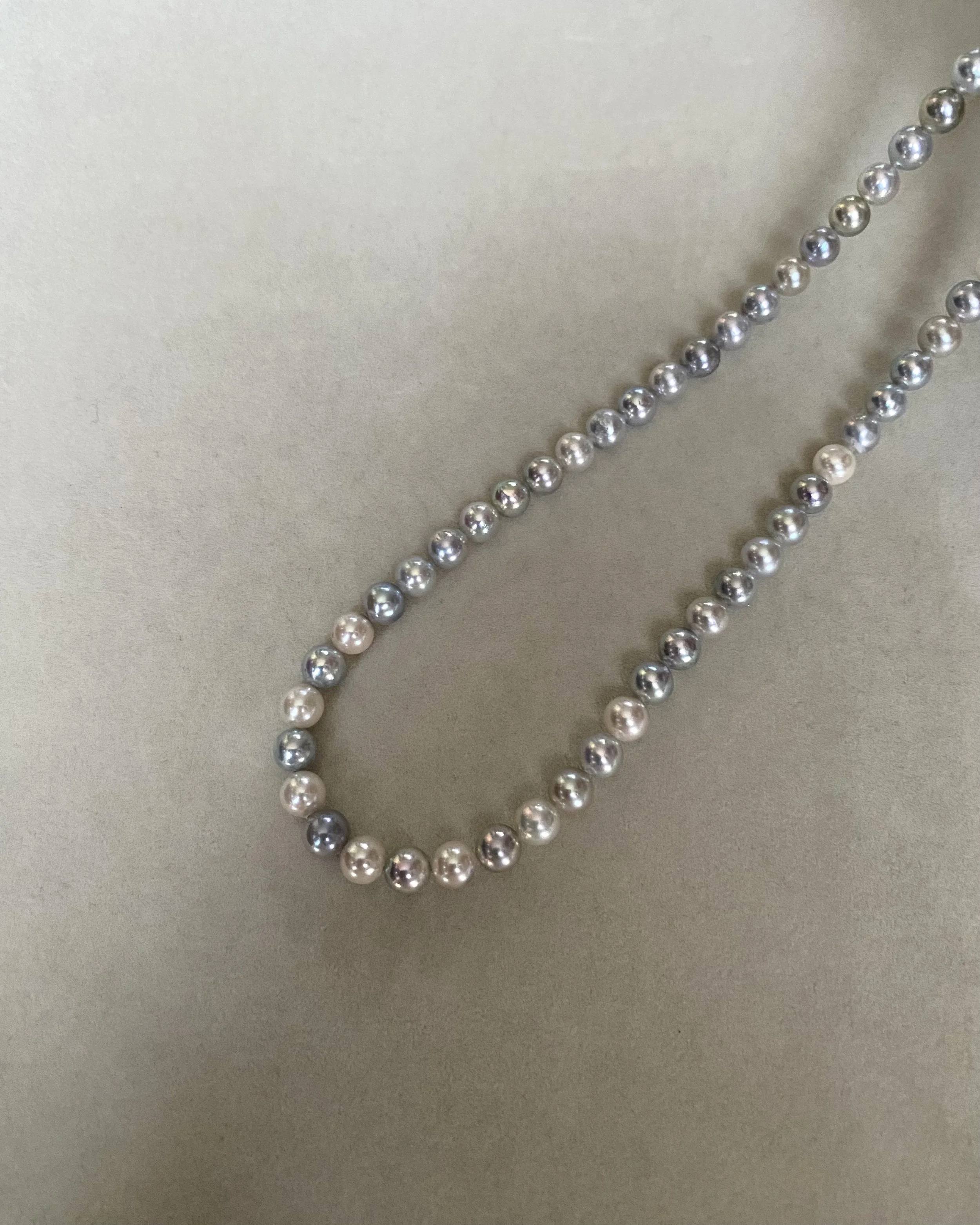Stunning 6-6.5mm Japanese Silver-Grey Madama Akoya Pearl Necklace, Five ...