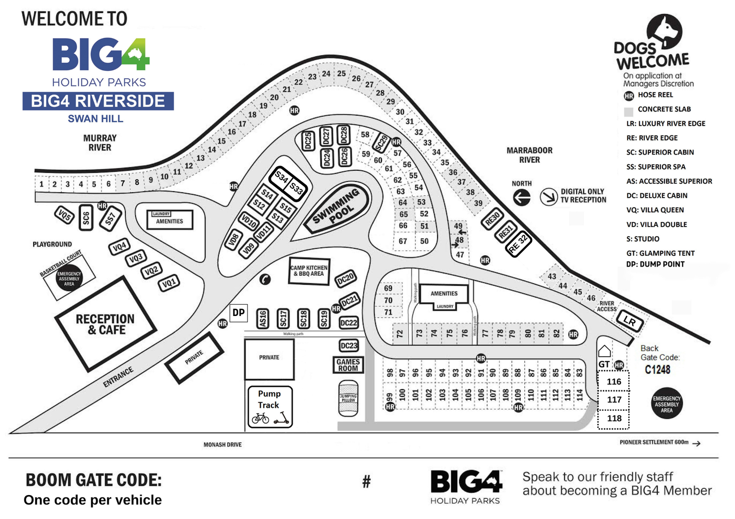 Park Map — BIG4 Riverside Swan Hill