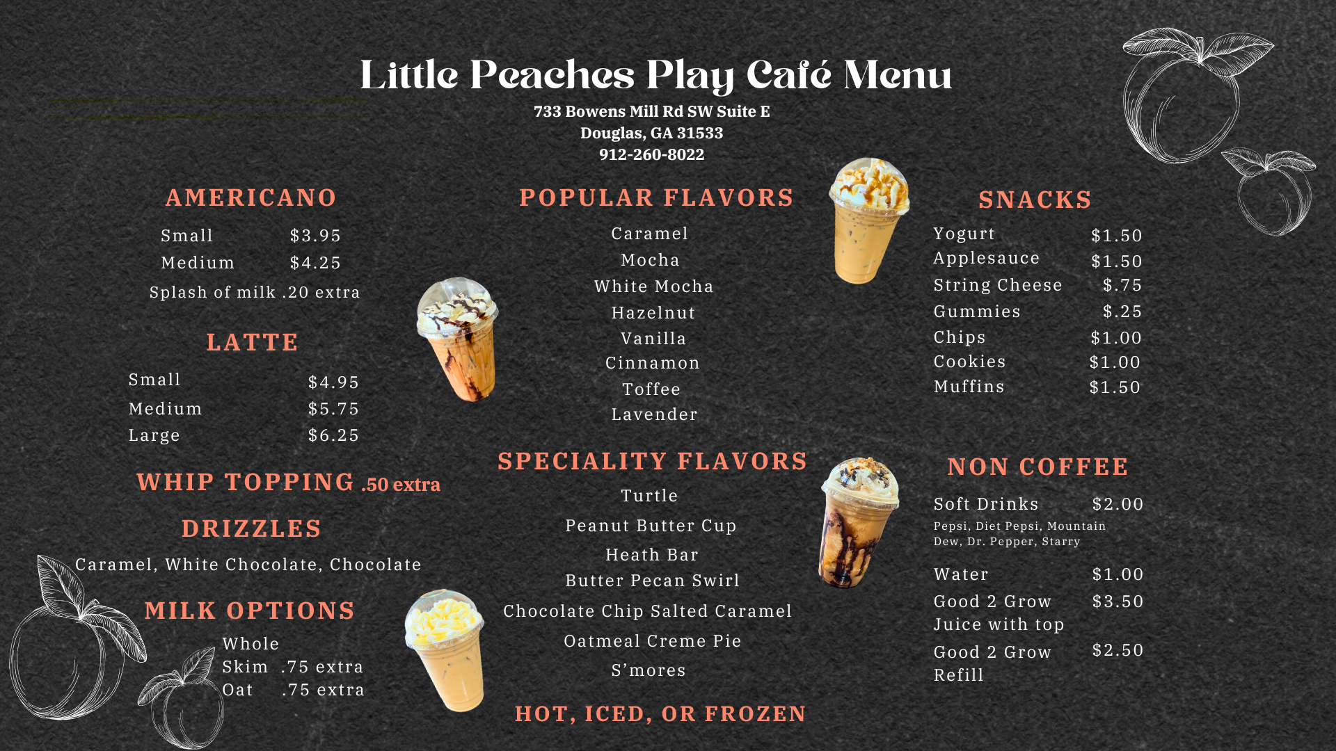 Cafe Menu — Little Peaches Play Cafe
