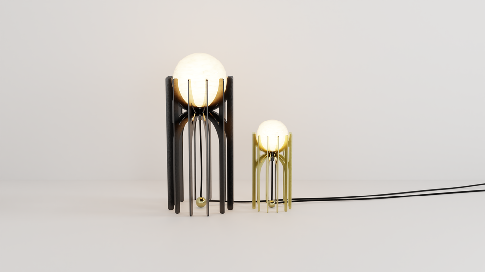 Stella Table Lamp: Hand-Blown Glass and Anodised Aluminium — ILANEL ...