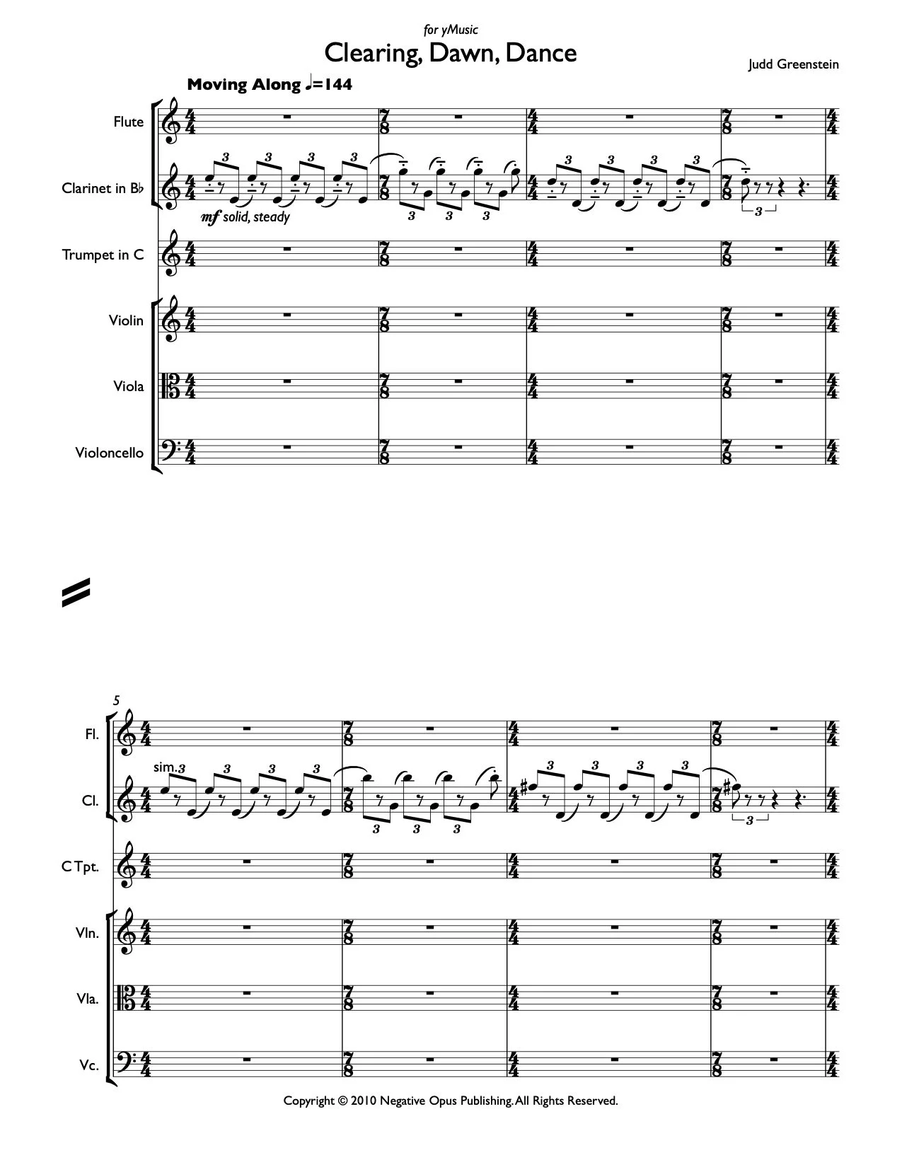 Together — PDF score & parts — Judd Greenstein