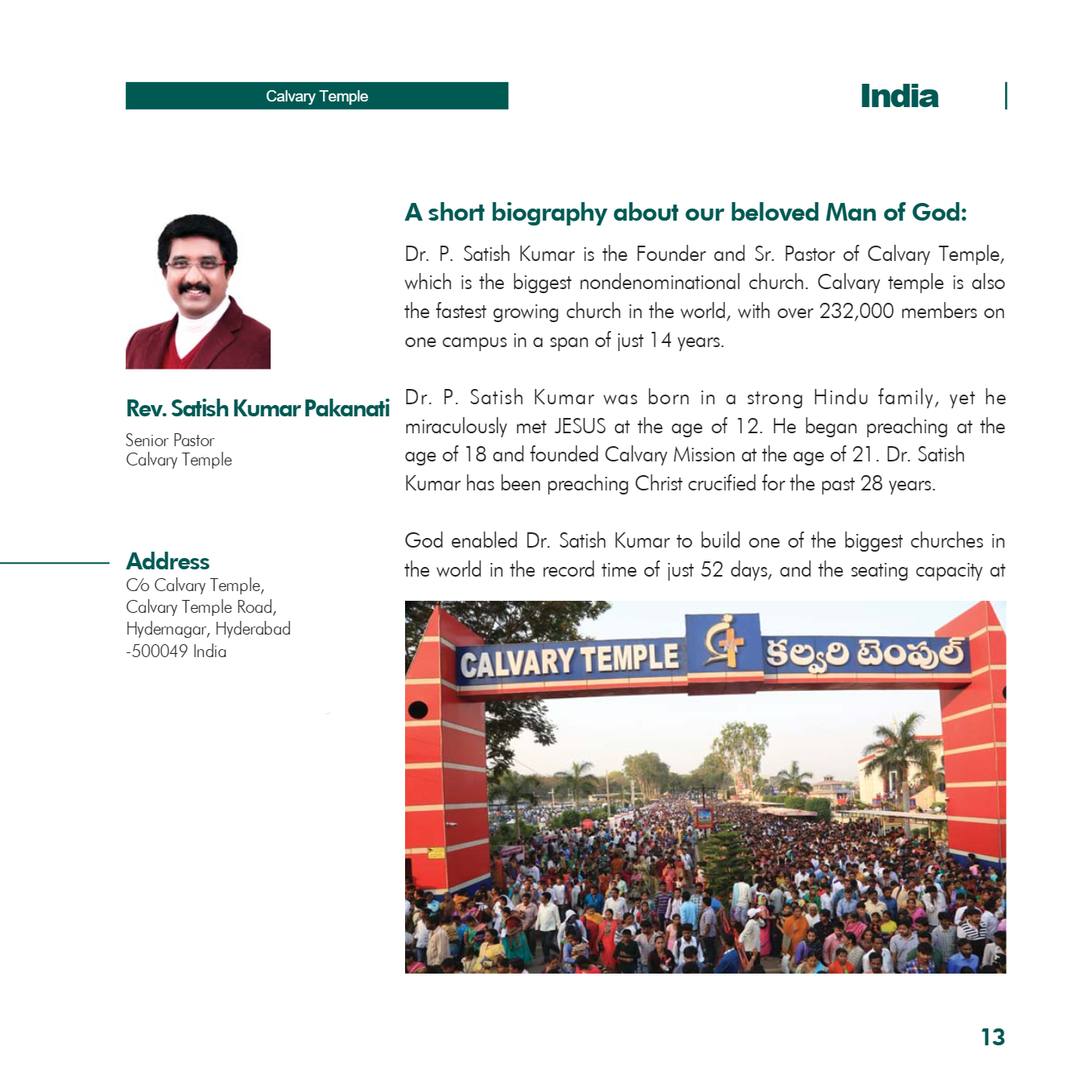 Rev Satish Kumar Pakanati Asia Christian Leaders Summit