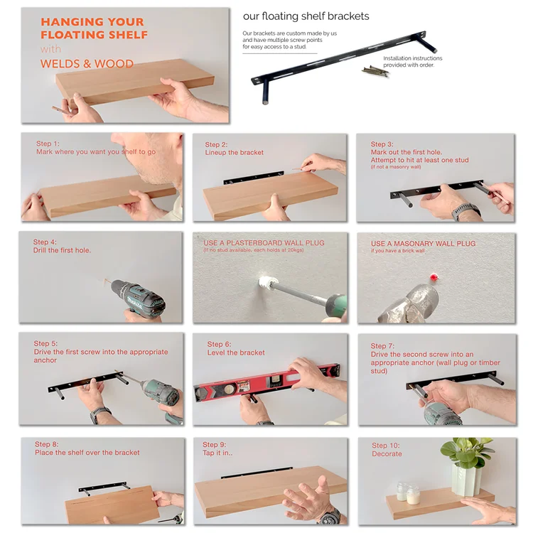 Custom Sized Floating Shelves Australia
