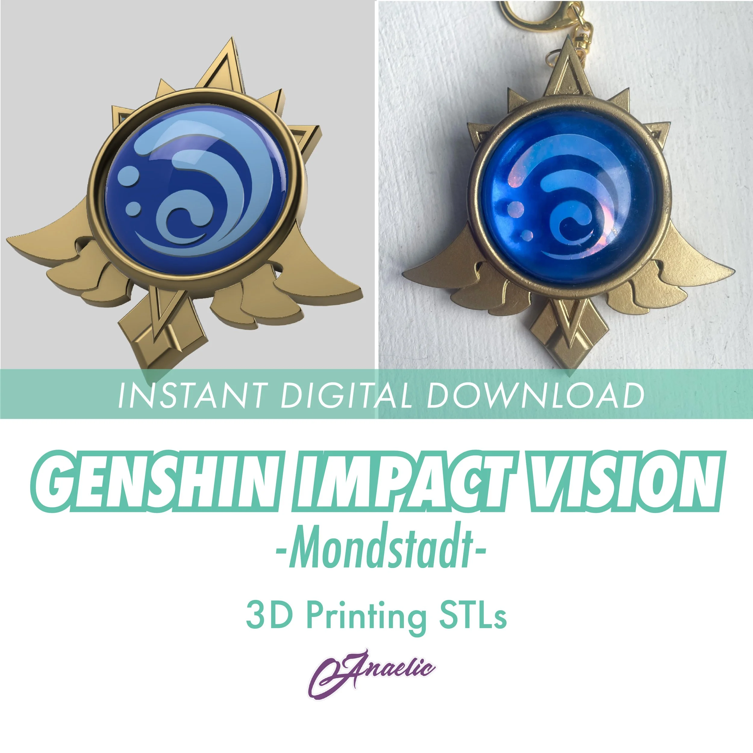 Genshin Impact Vision - Fontaine (Ousia) [3D Printing STLs] — Anaelic