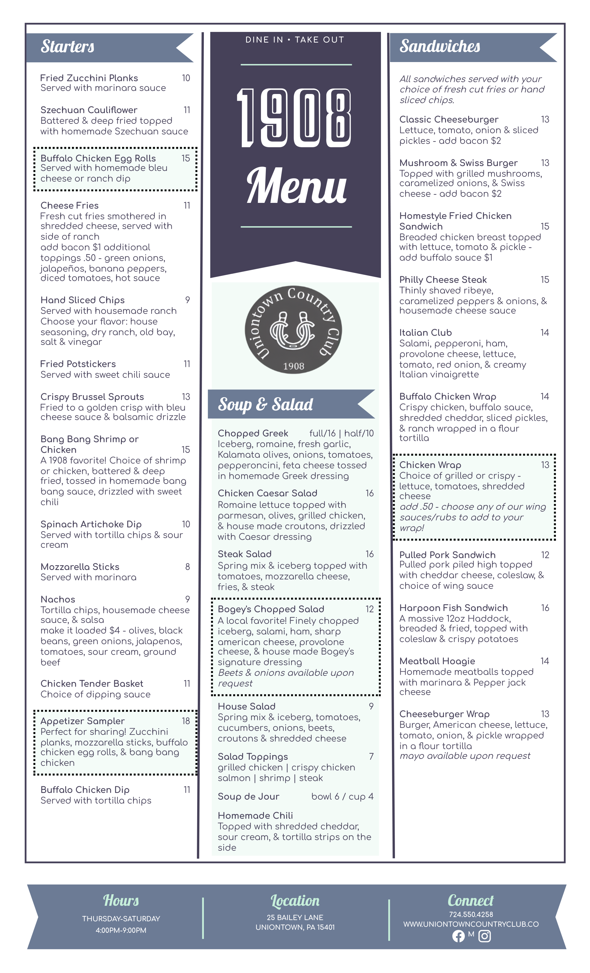 Menu 1 — Uniontown Country Club