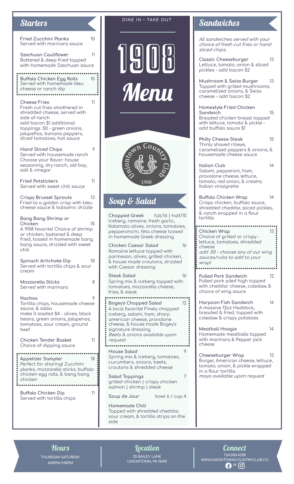 Menu 1 — Uniontown Country Club