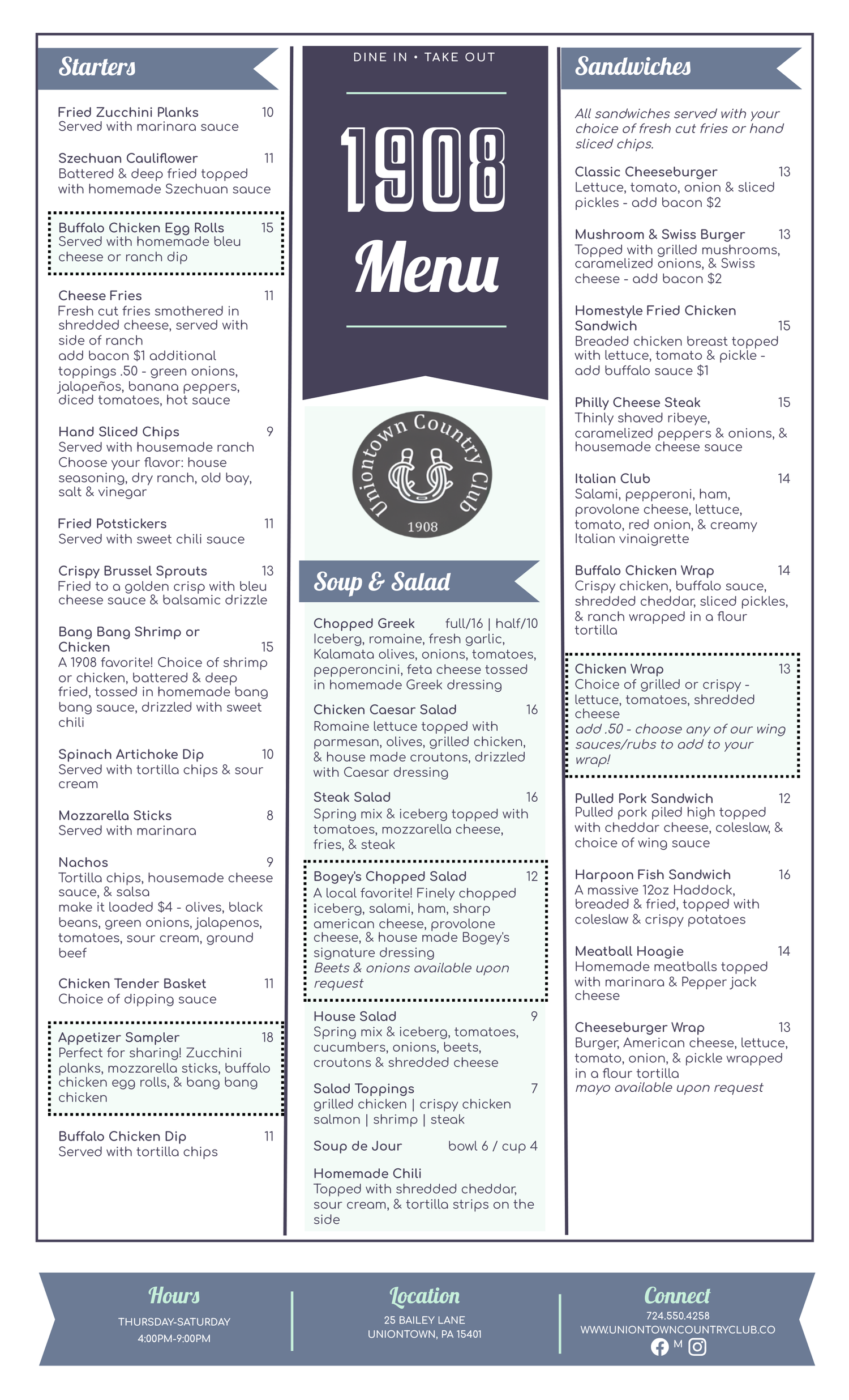 Menu 1 — Uniontown Country Club