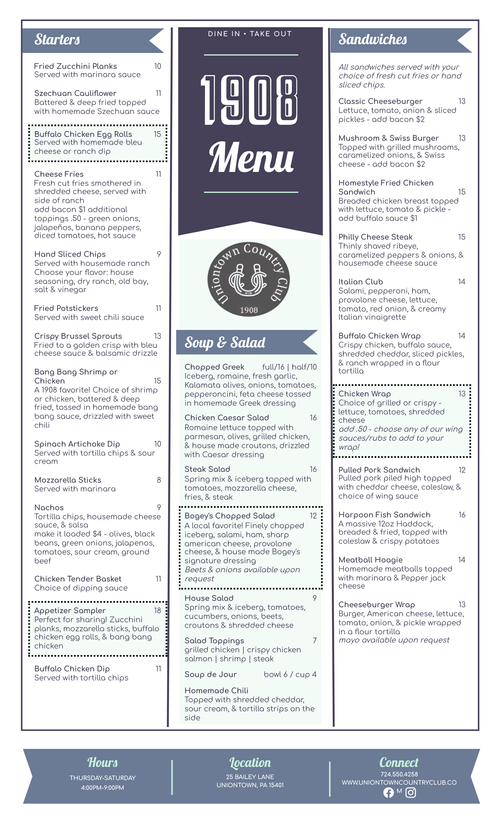 Menu 1 — Uniontown Country Club