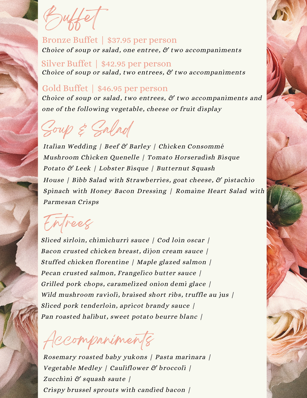 Wedding Menu — Uniontown Country Club