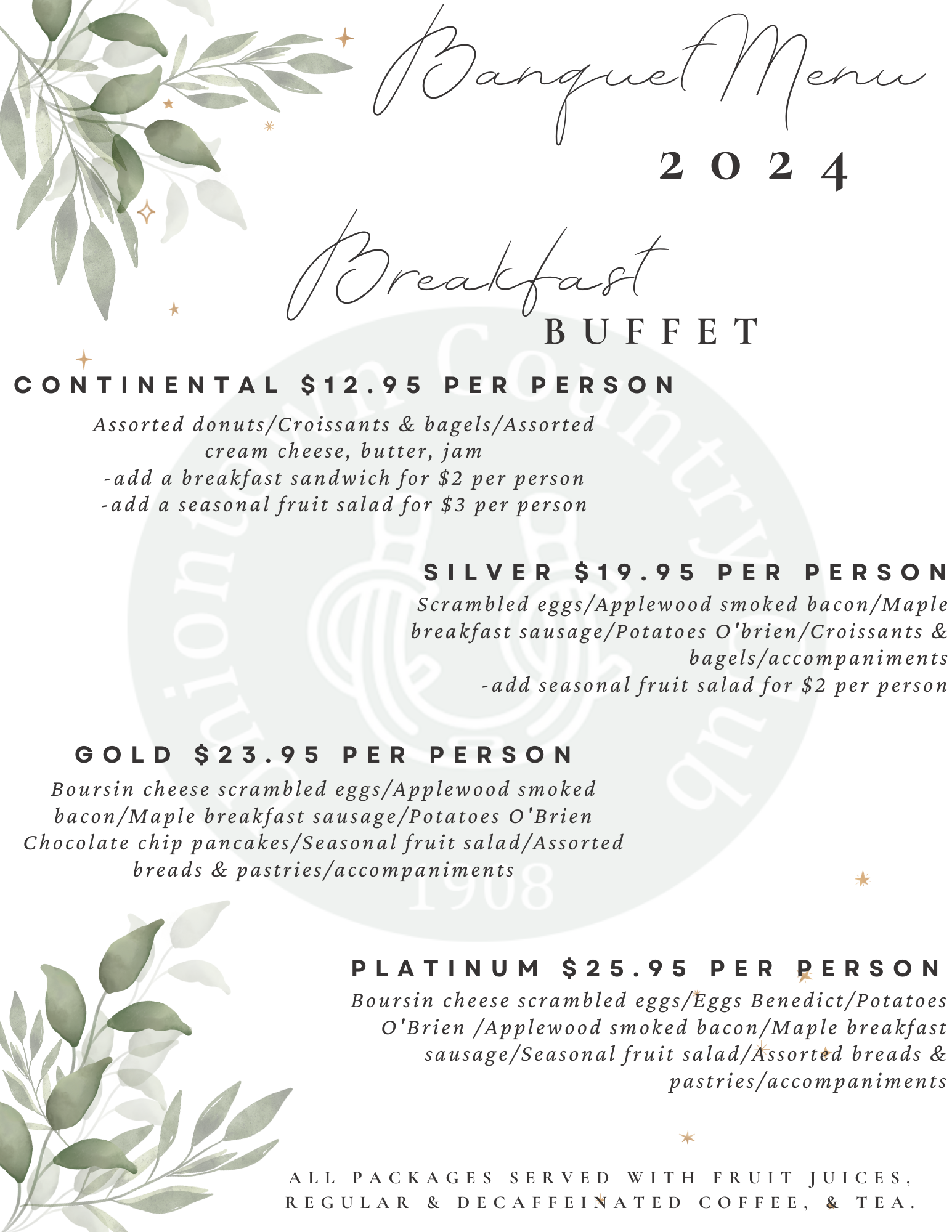 Banquet Menu — Uniontown Country Club