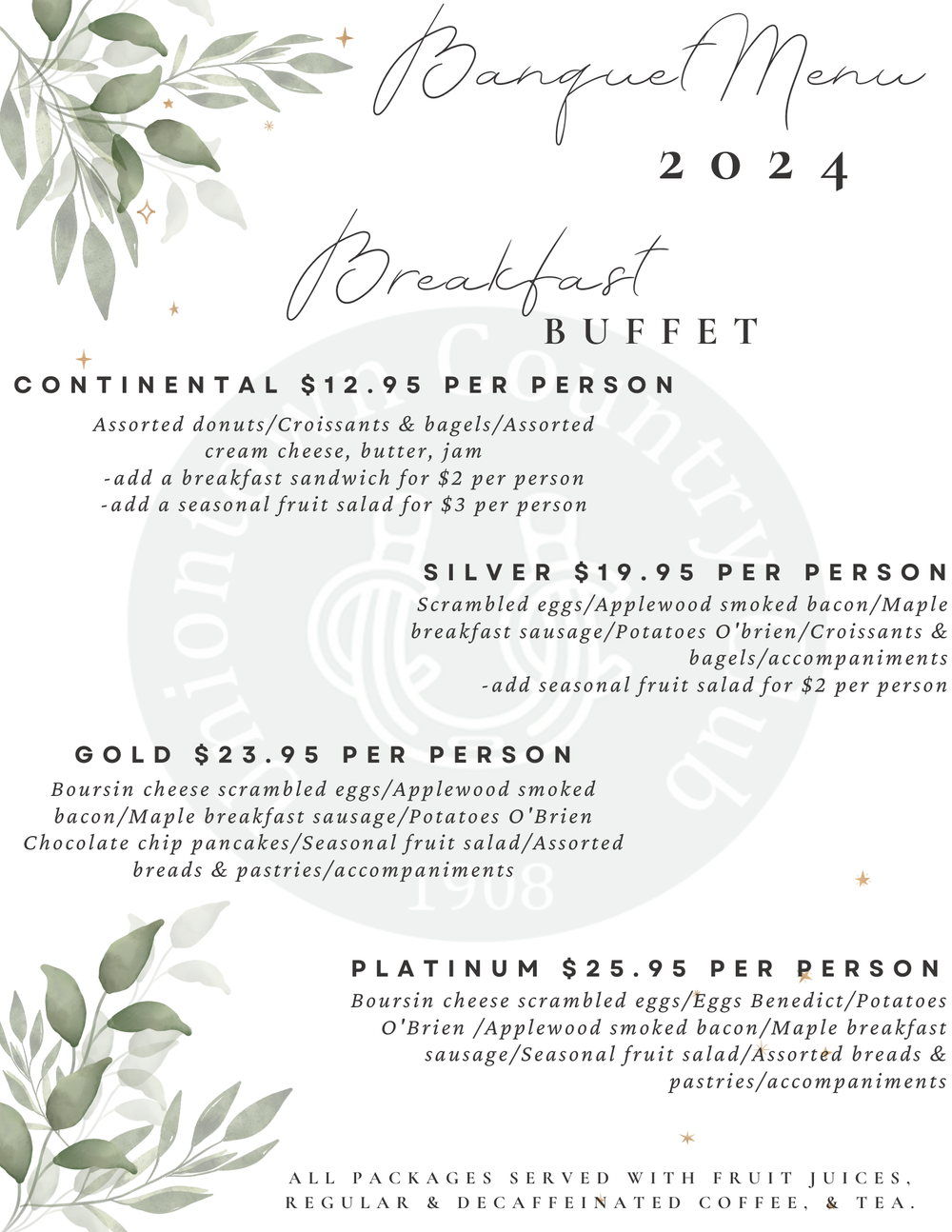 Banquet Menu — Uniontown Country Club