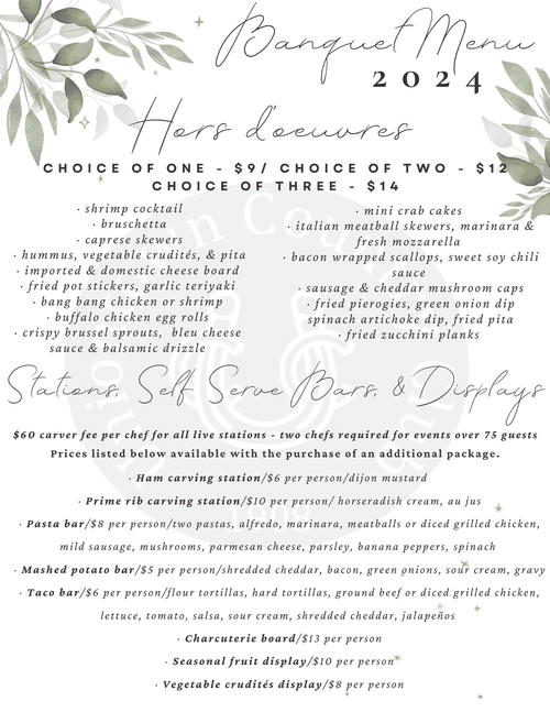 Banquet Menu — Uniontown Country Club