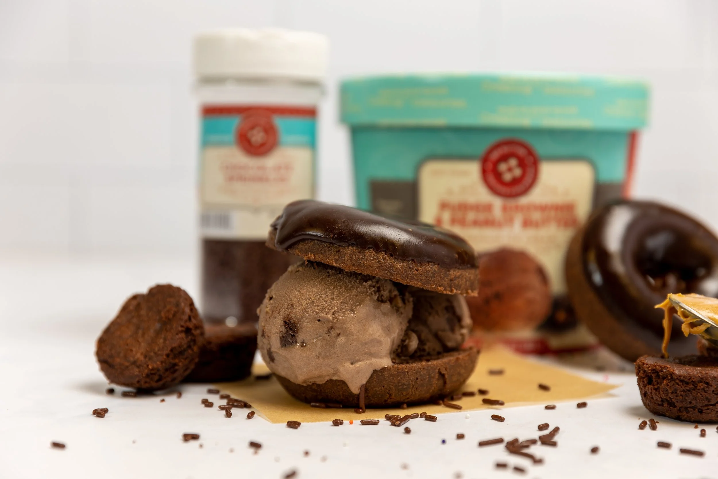 Donut Ice Cream Sandwich — Red Button Vintage Creamery