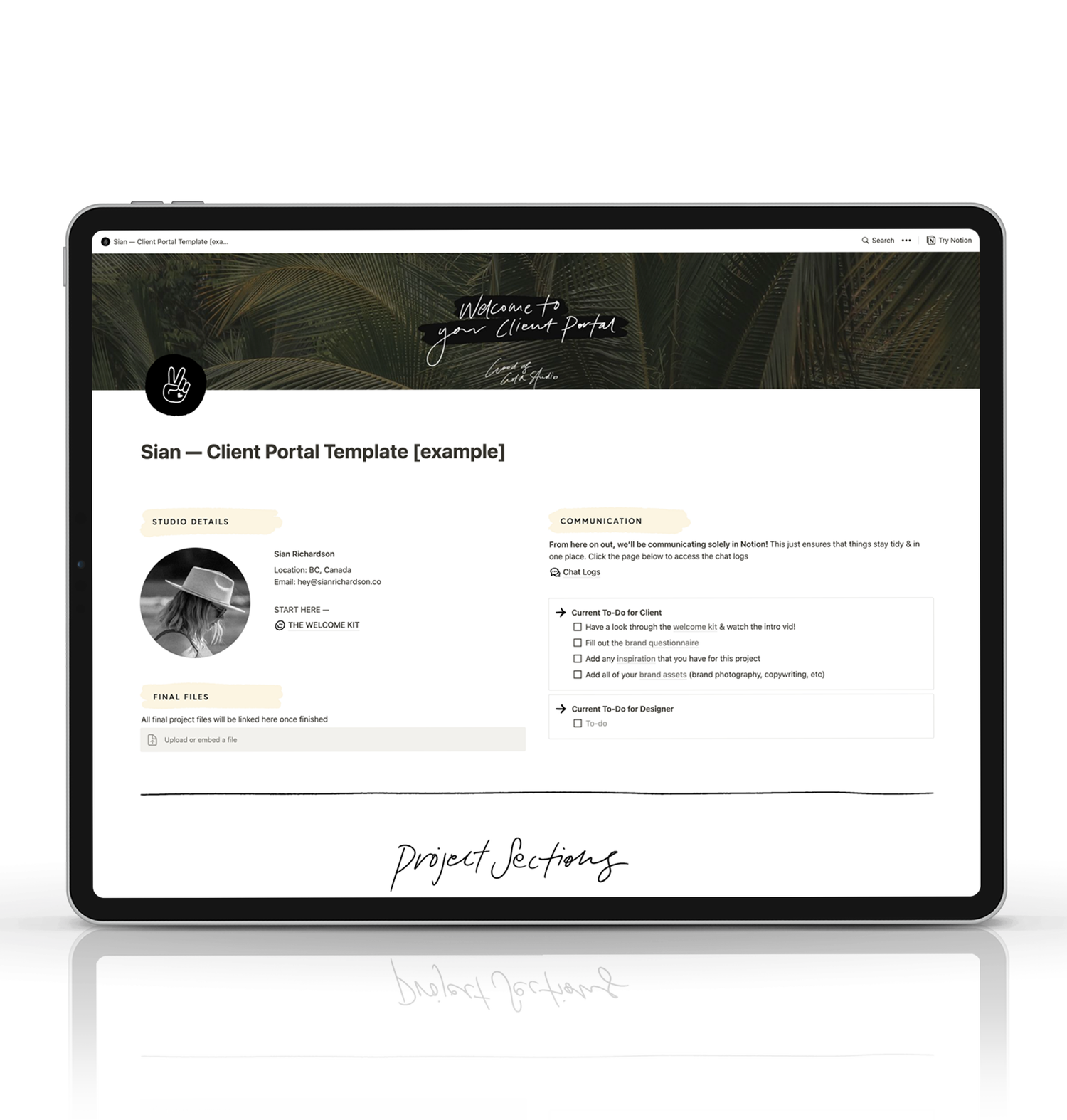 Notion Client Portal Template — Sian Richardson