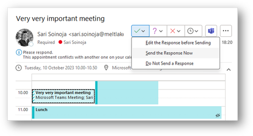How to respond to Outlook calendar invitations? — Sari Soinoja