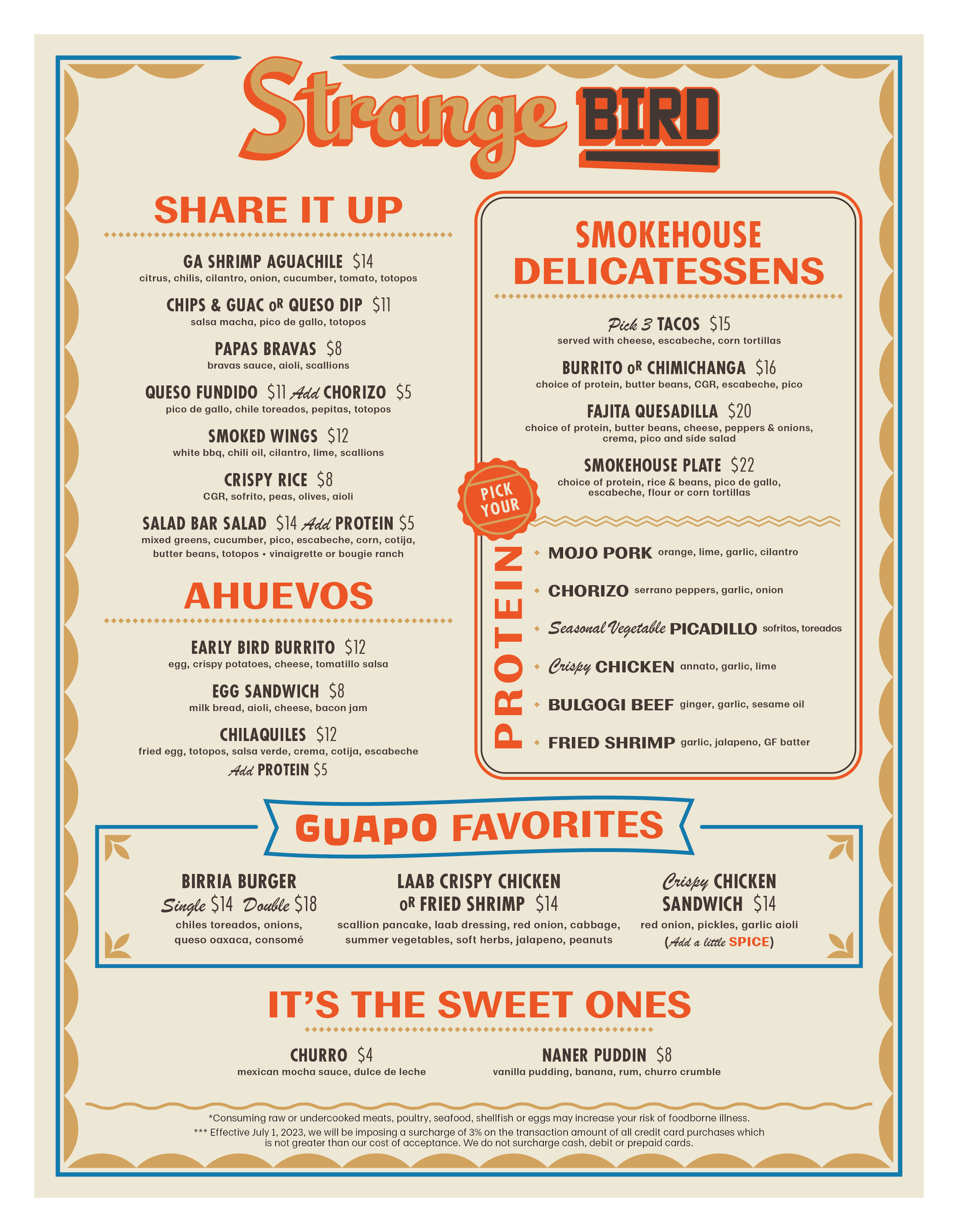 MENU — STRANGEBIRD SAVANNAH