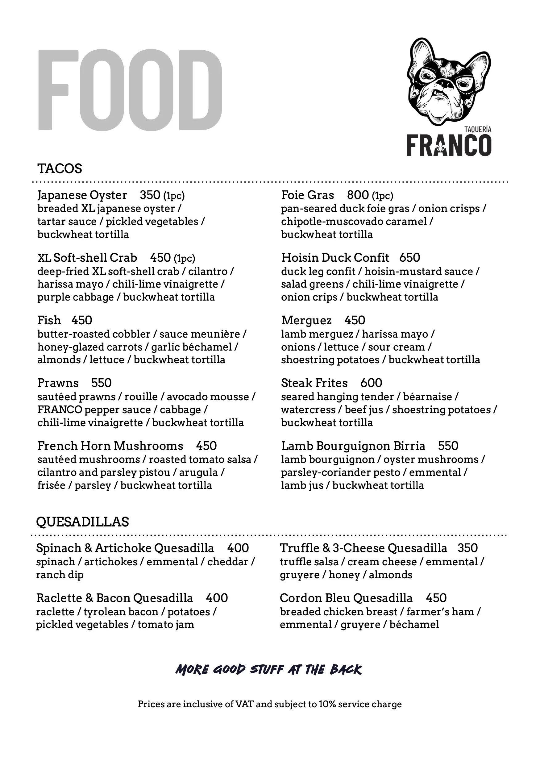 Menu — TAQUERÍA FRANCO
