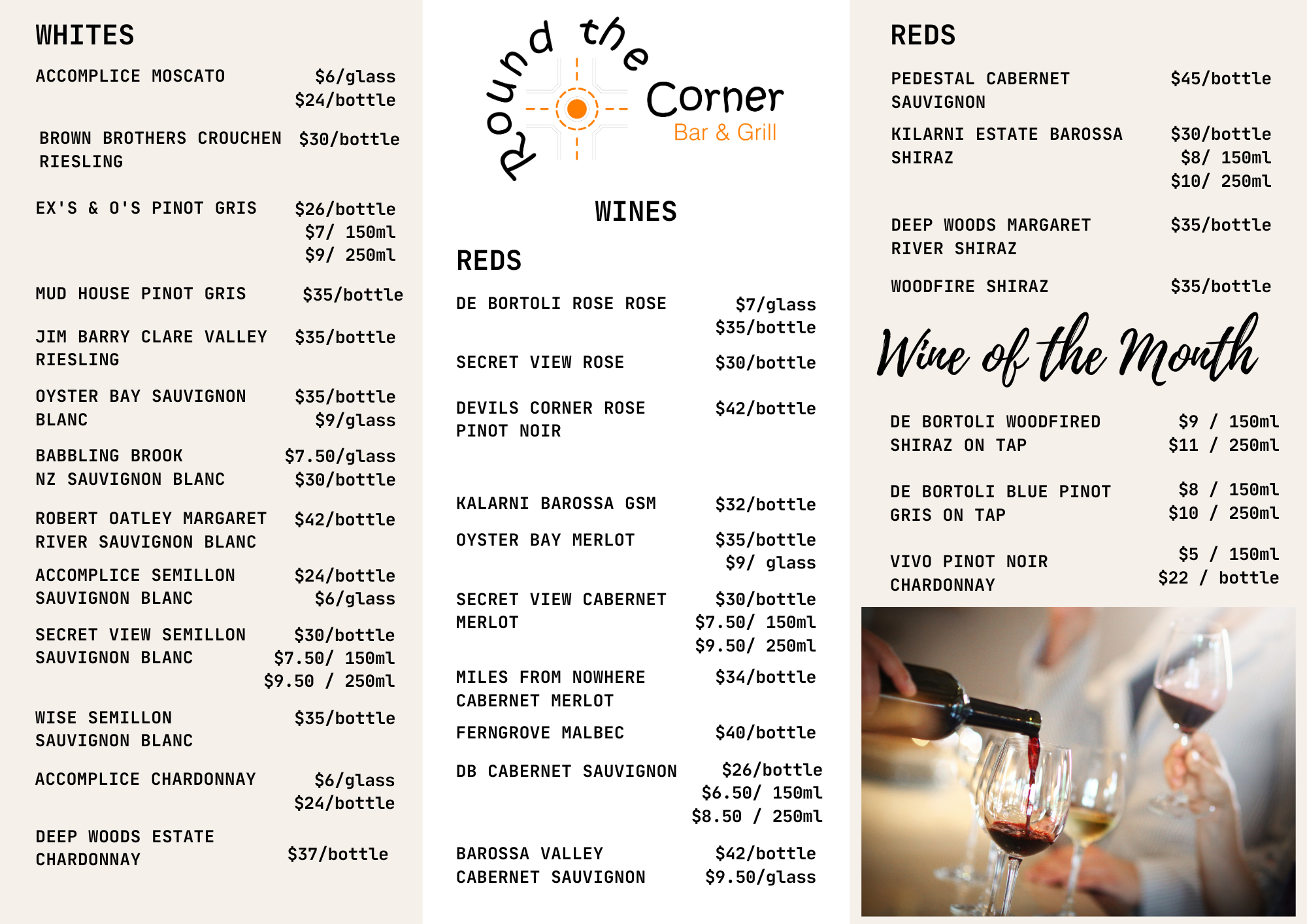 Menu — Round the Corner Bar & Grill