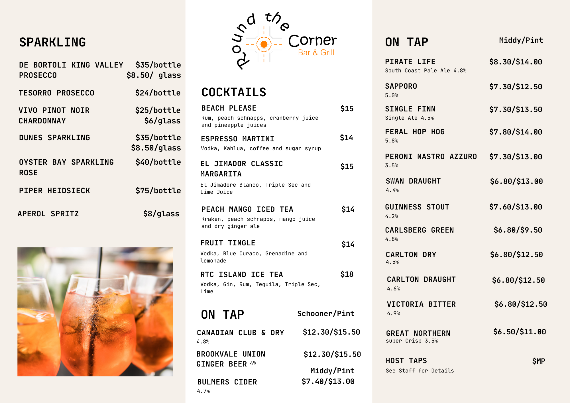 Menu — Round the Corner Bar & Grill