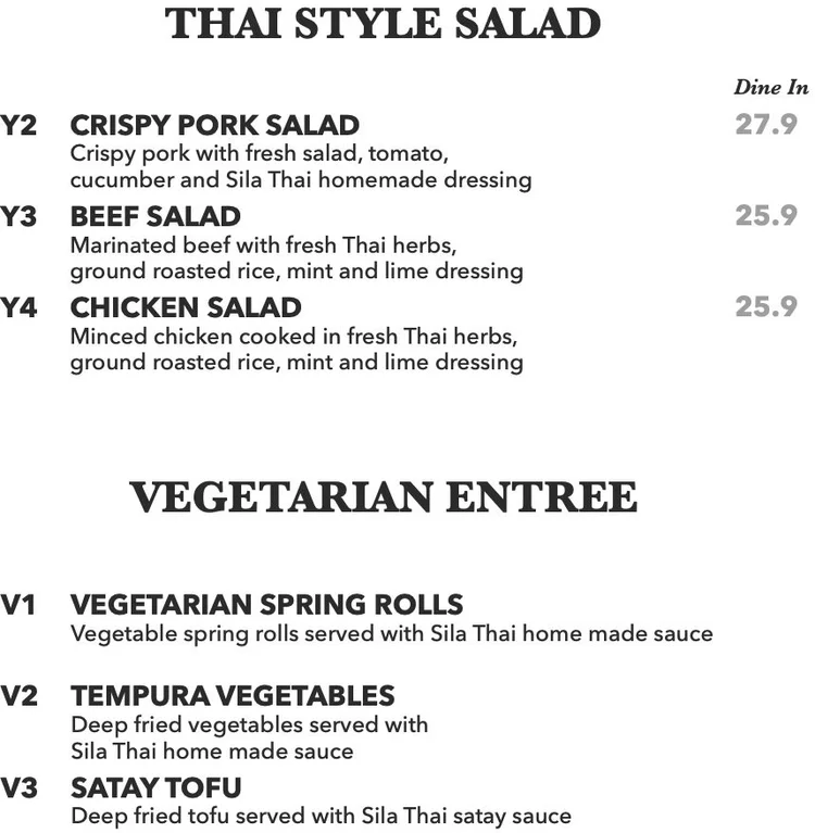 Menu — Sila Thai