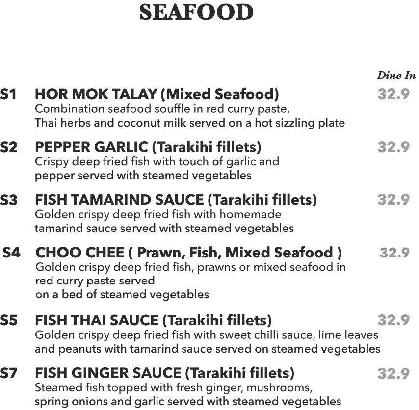 Dine in Menu — Sila Thai