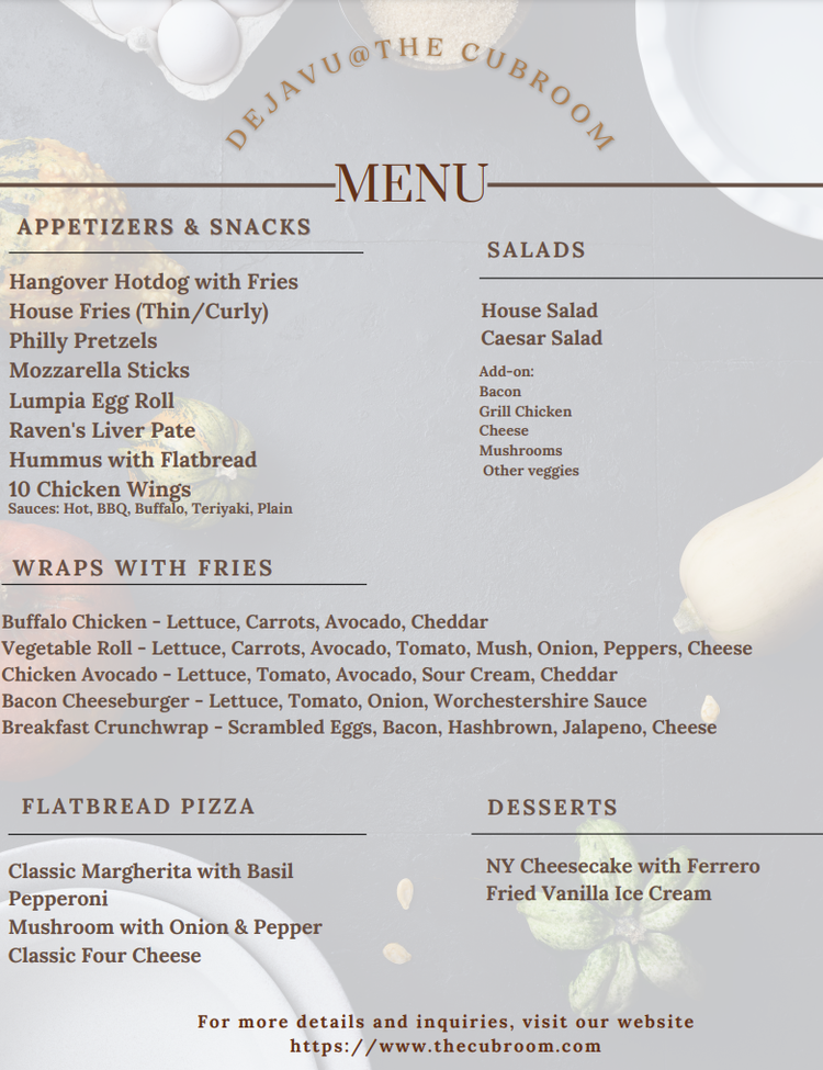 Menu — The Cub Room