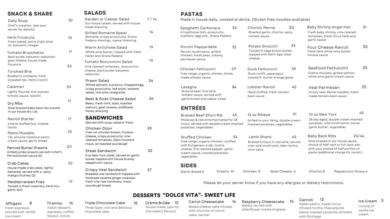 Menu — Mulino