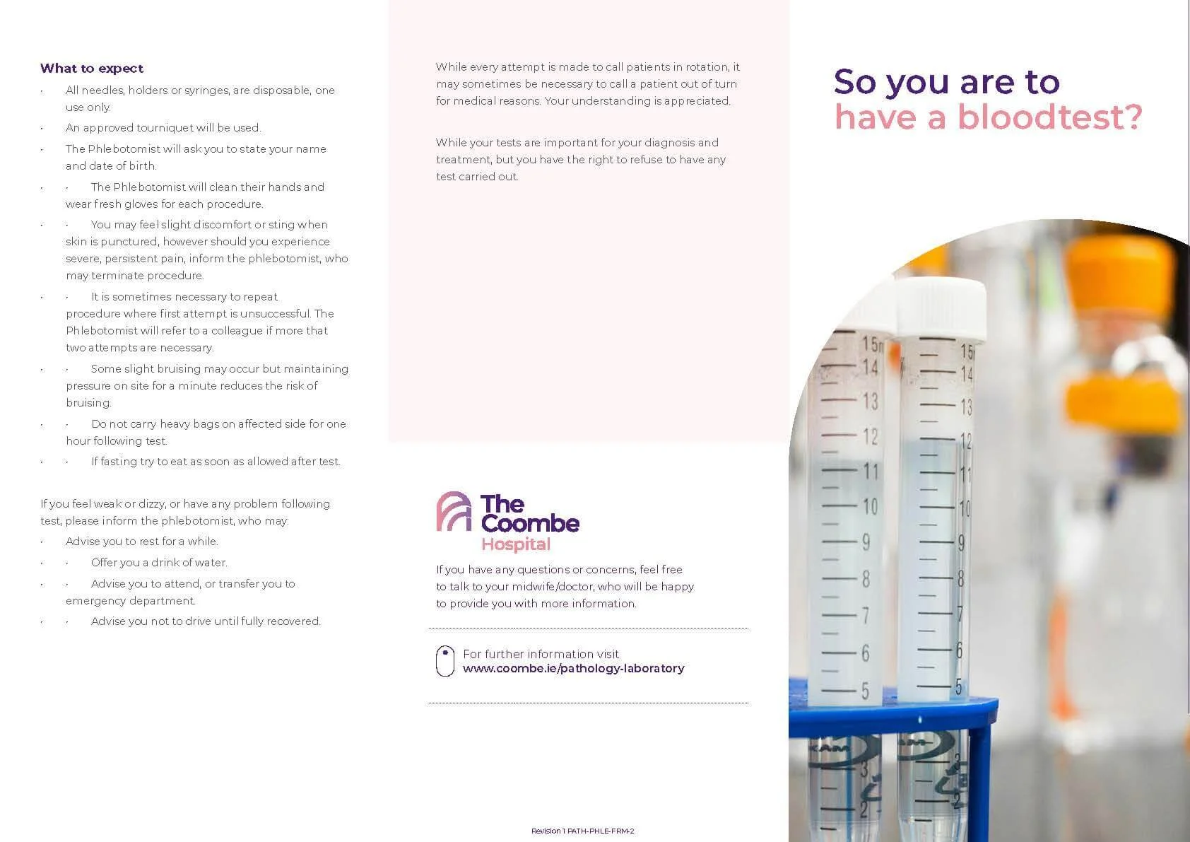 The Coombe Hospital | Dublin | Blood Tests — The Coombe Hospital