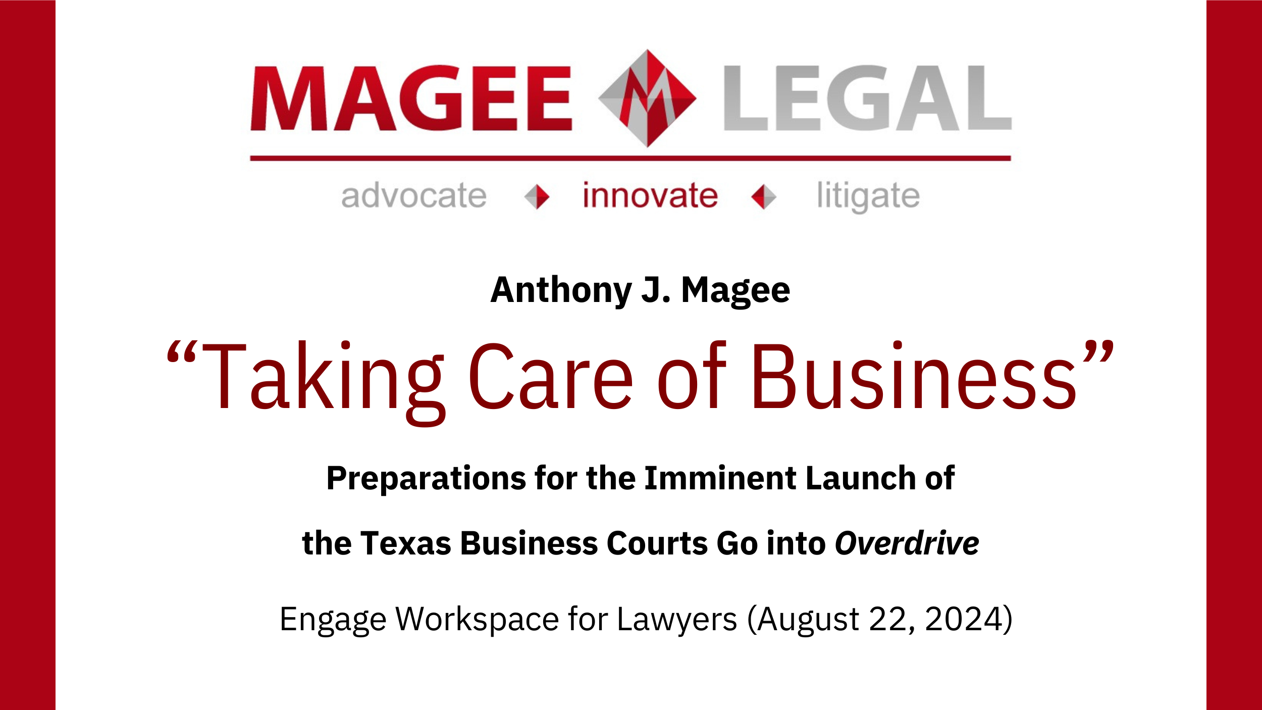 Texas Business Courts Launch — Engage Workspace Lawyers