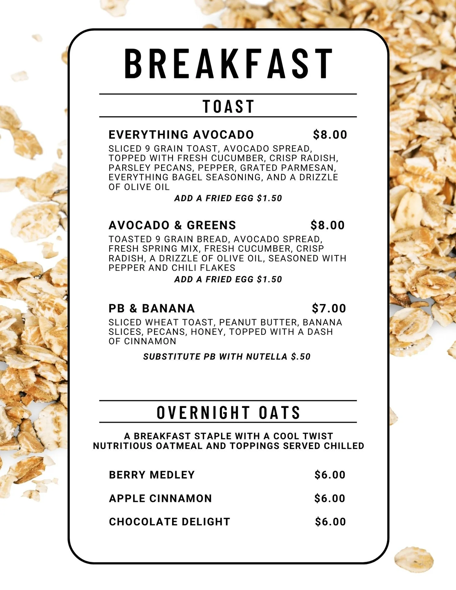 Menu — | THE DAILY BLEND | Sandwiches - Smoothies - Salads