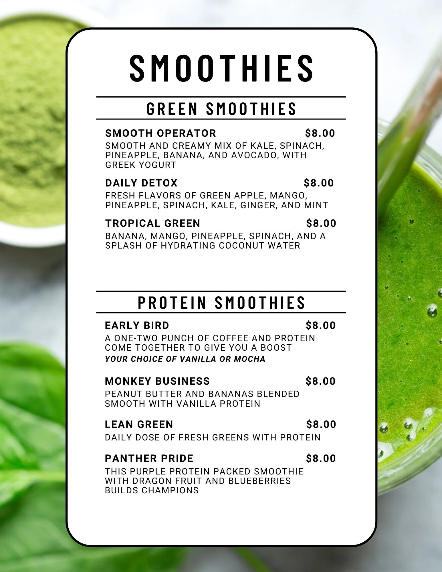Menu — | THE DAILY BLEND | Sandwiches - Smoothies - Salads